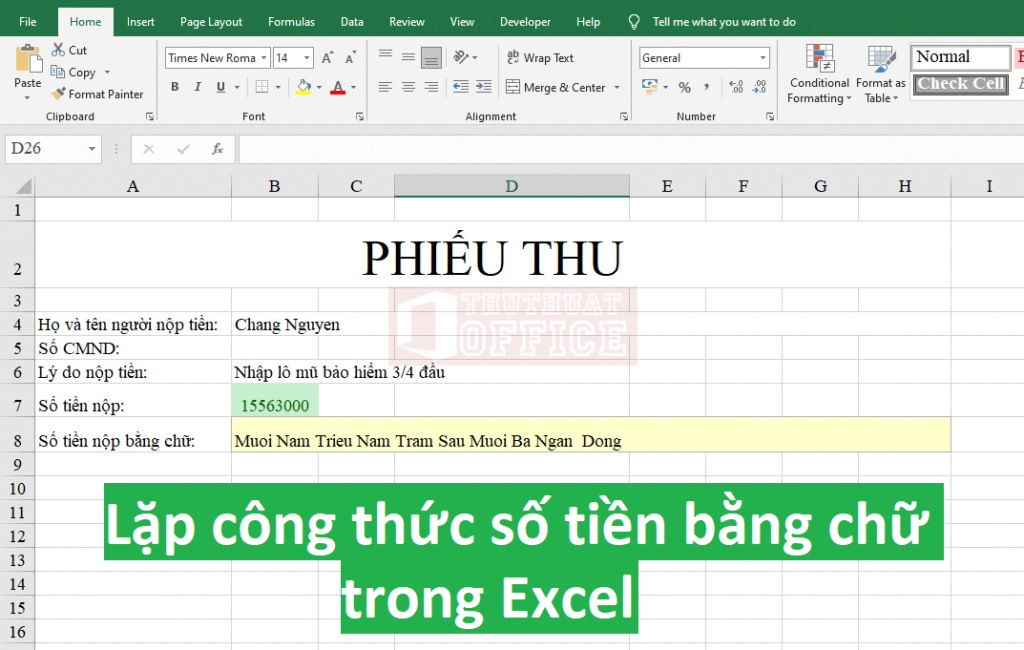 Lập Công Thức Số Tiền Bằng Chữ Trong Excel Thật Dễ Dàng Với Cách Làm Này